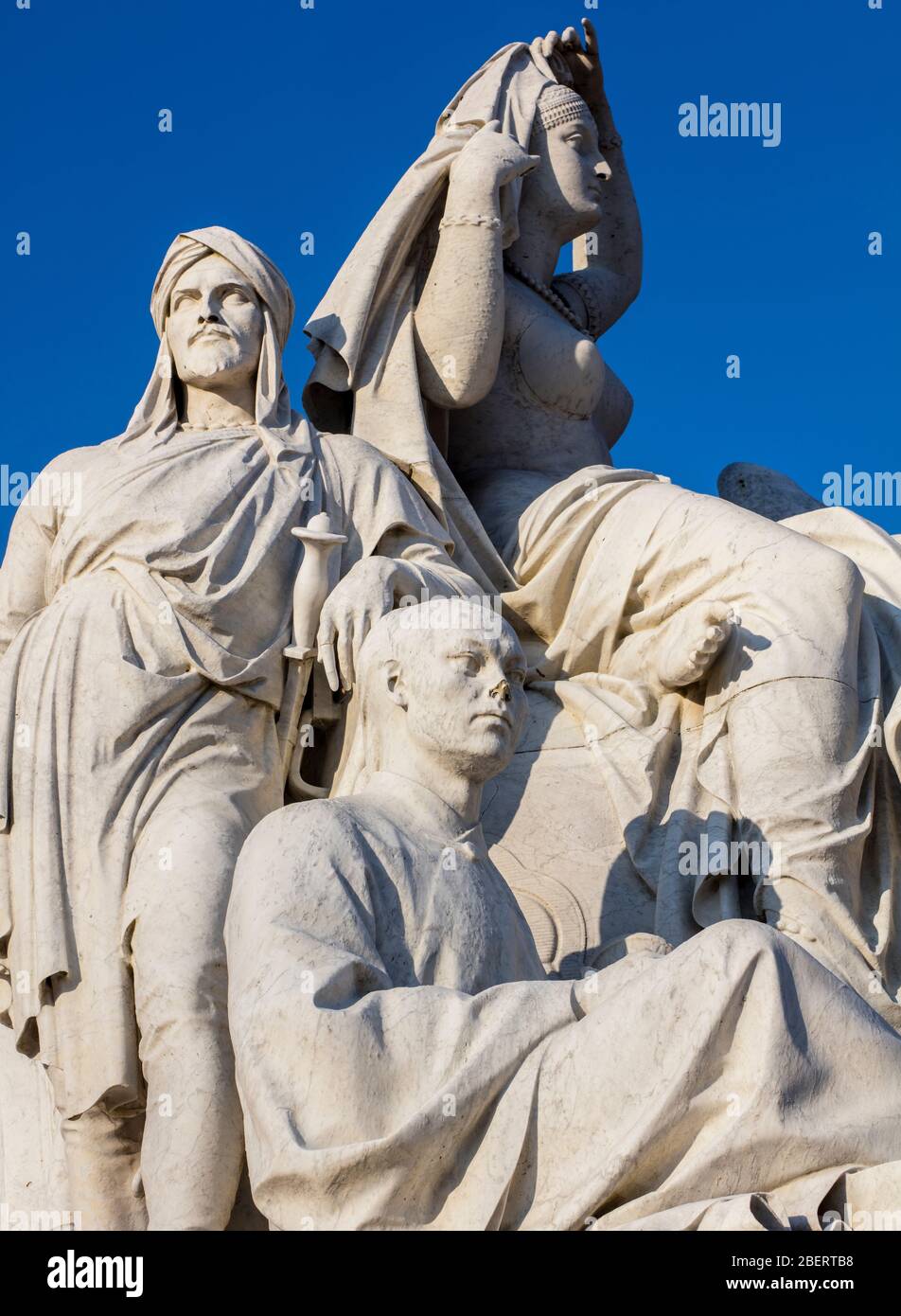 Detail of Asia group on The Albert Memorial, opposite the Royal Albert ...