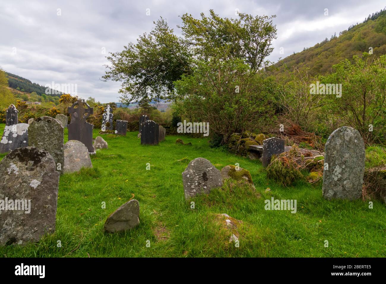 Monastic cemetery of Glendalough, Ireland. Famous ancient monastery in ...