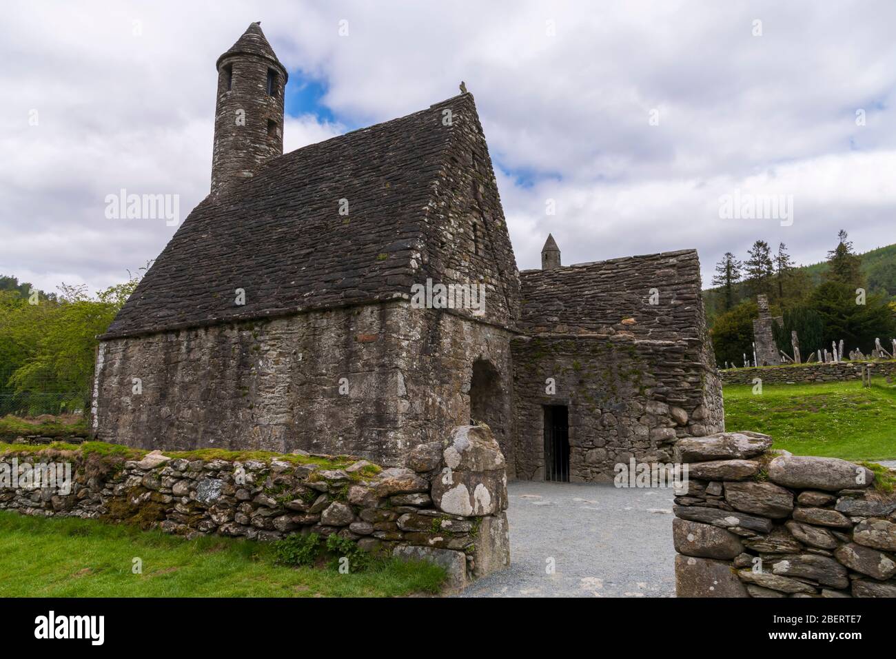 Monastic cemetery of Glendalough, Ireland. Famous ancient monastery in ...