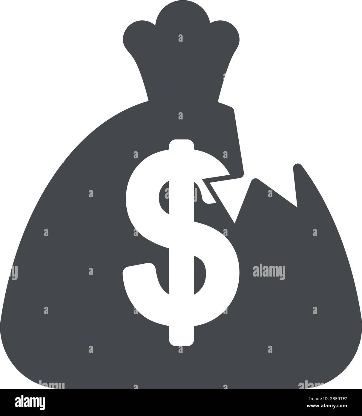 economic recession concept, broken money bag icon over white background ...