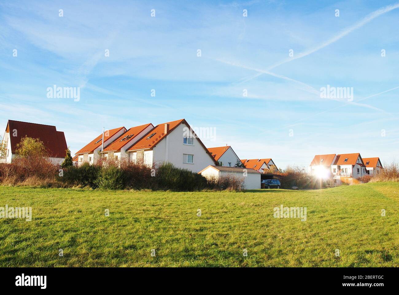 new build middle class family houses on the green in Germany Stock ...