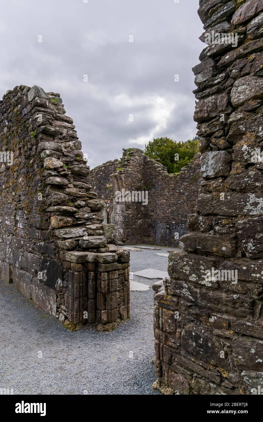 Monastic cemetery of Glendalough, Ireland. Famous ancient monastery in ...