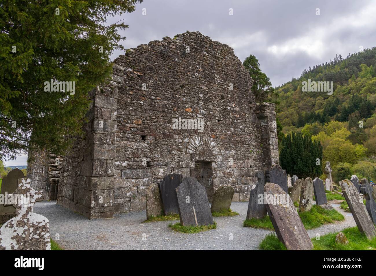 Monastic cemetery of Glendalough, Ireland. Famous ancient monastery in ...