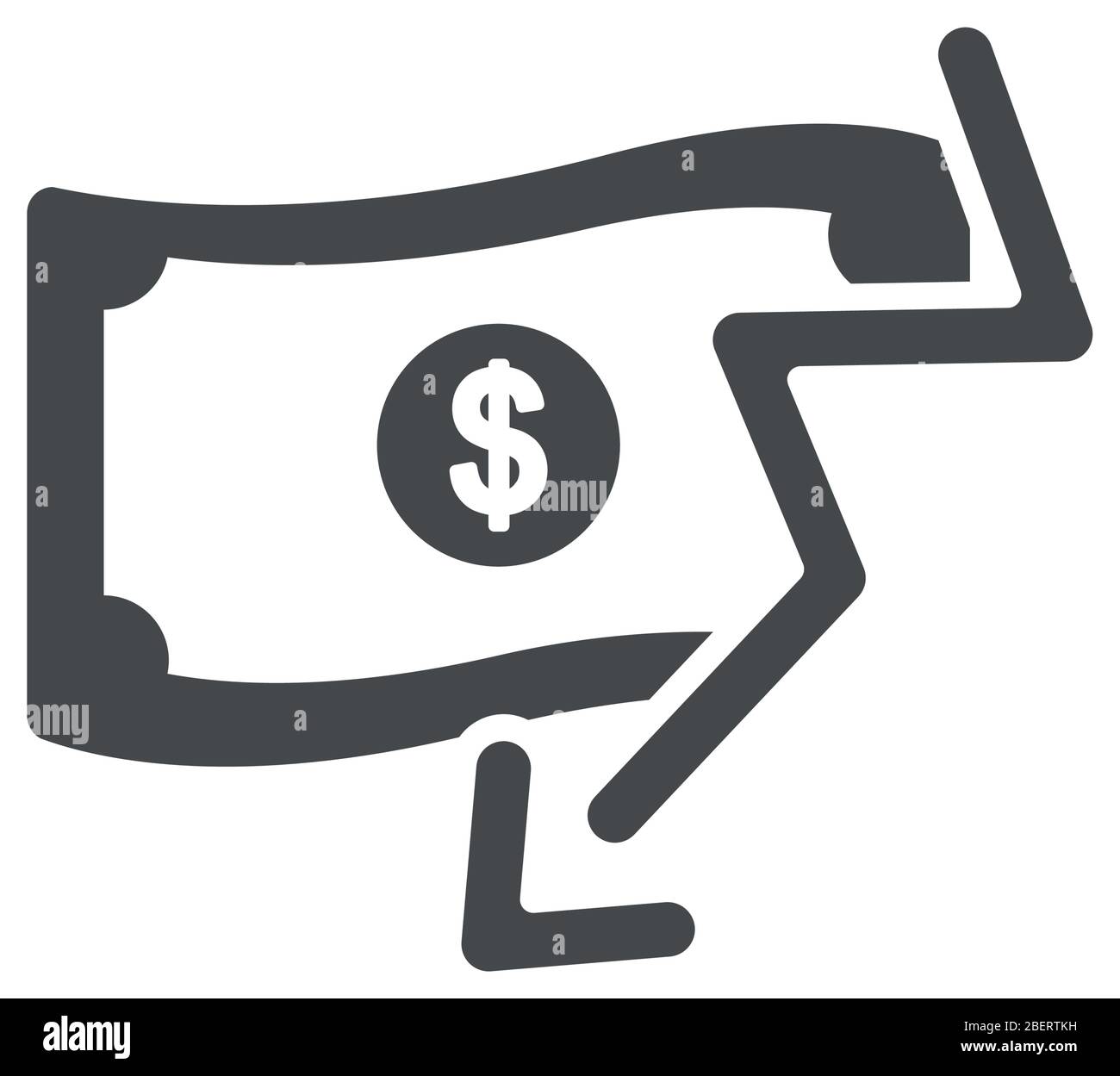 financial broke concept, money bill with financial arrow down icon over ...