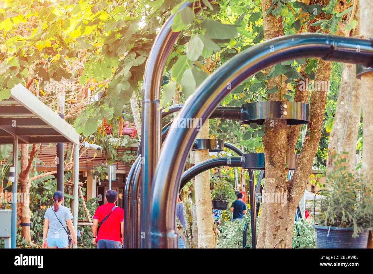 Black steel column supports and controls the branches and trunks of the ...