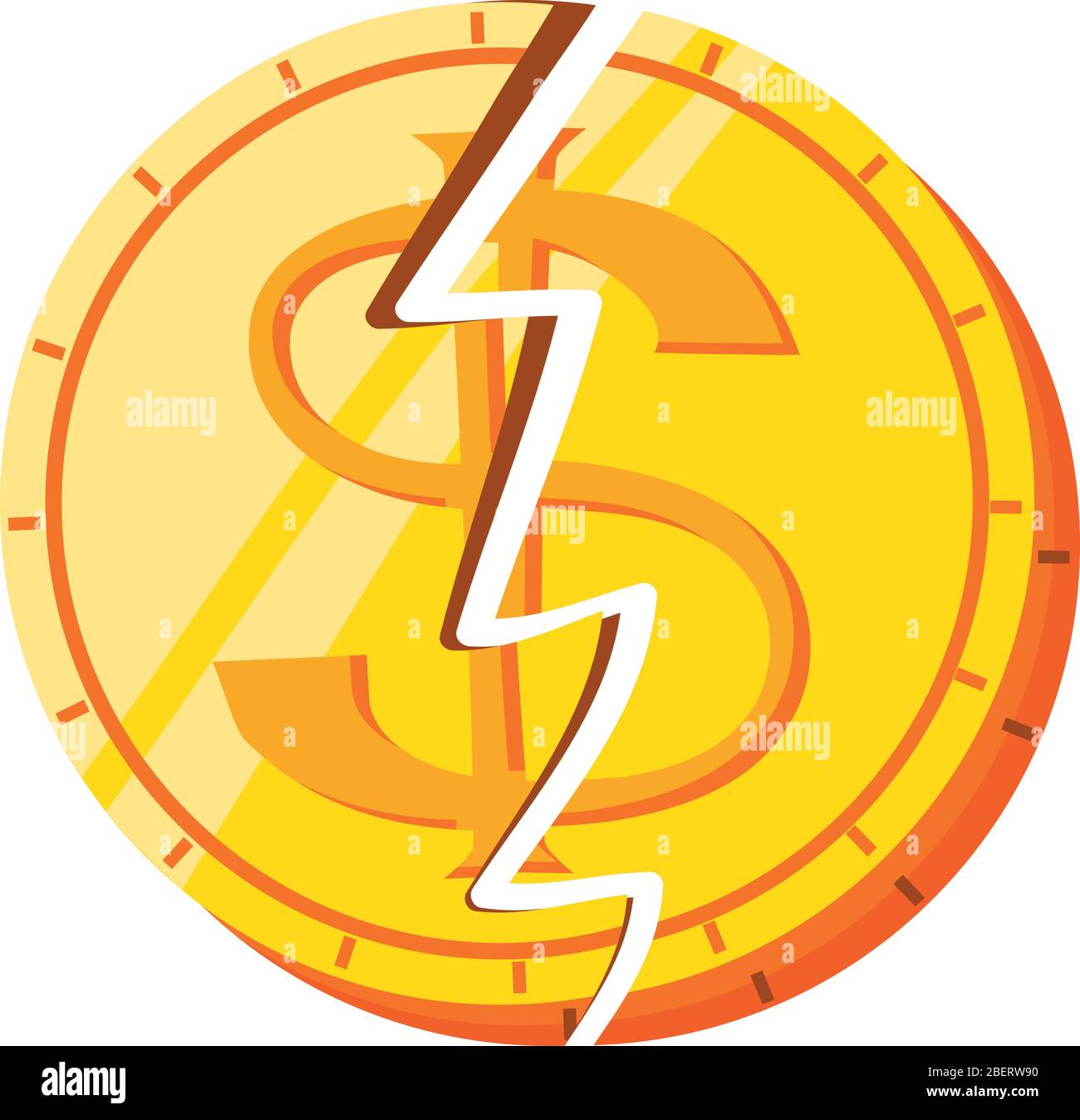 broken coin on white background vector illustration design Stock Vector ...