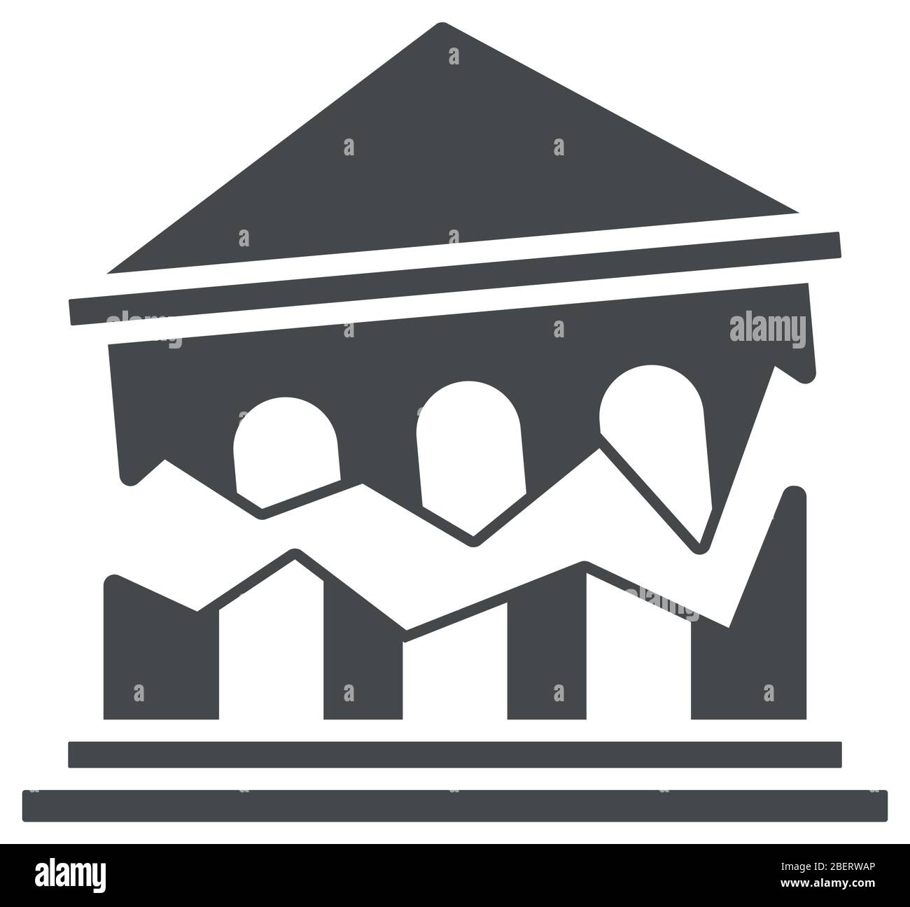 financial broke concept, broken bank building icon over white ...