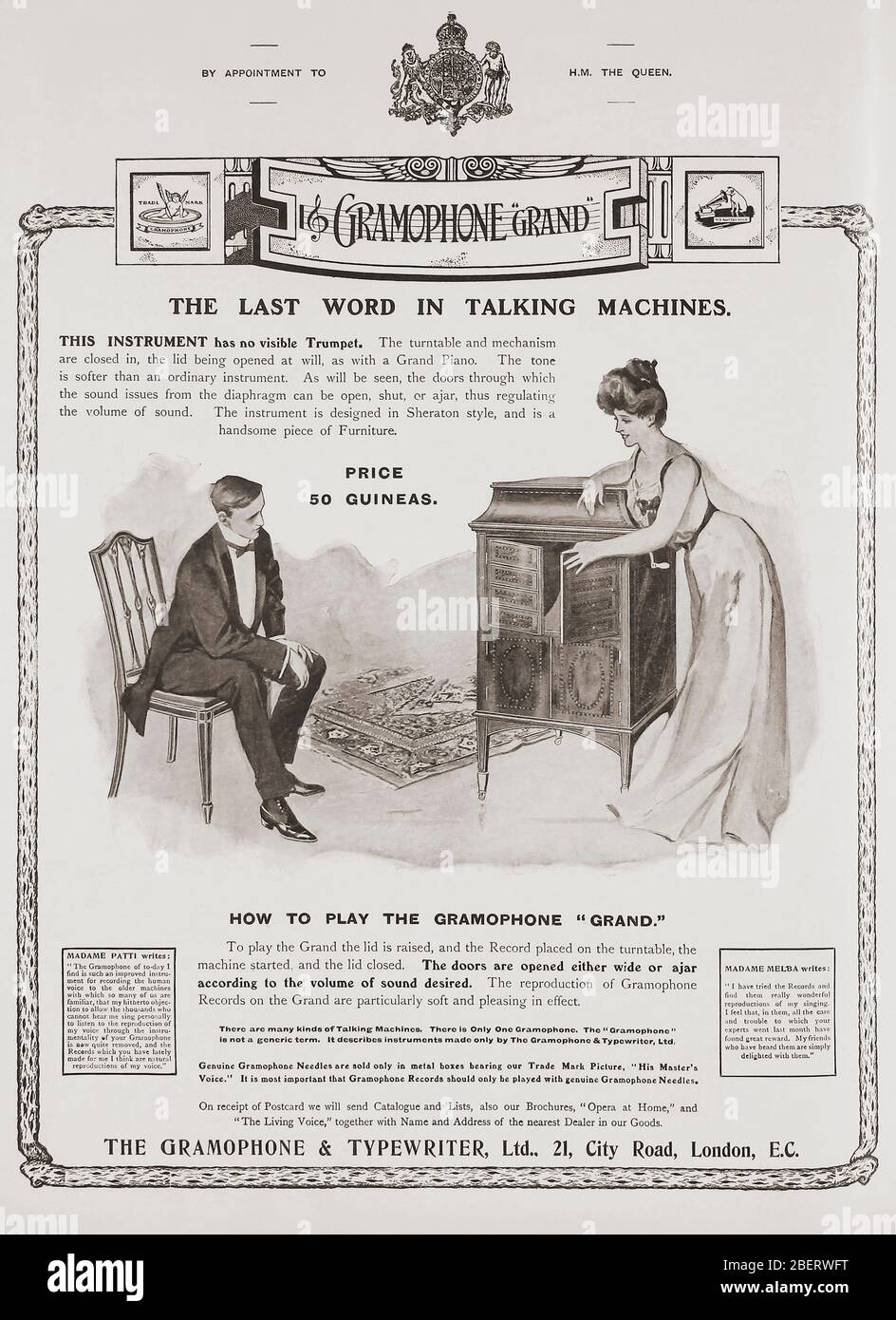 Advertisement for The Gramophone Comany in the March 1907 edition of ...