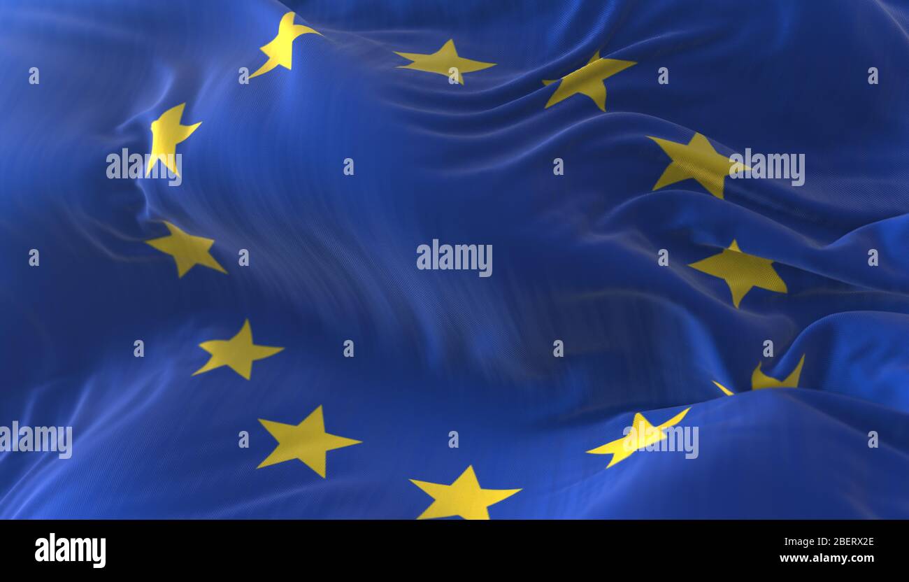 Europe flag waving at wind Stock Photo - Alamy