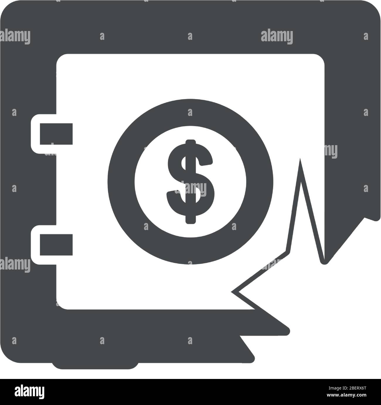 financial broke concept, broken strongbox with money symbol over white ...
