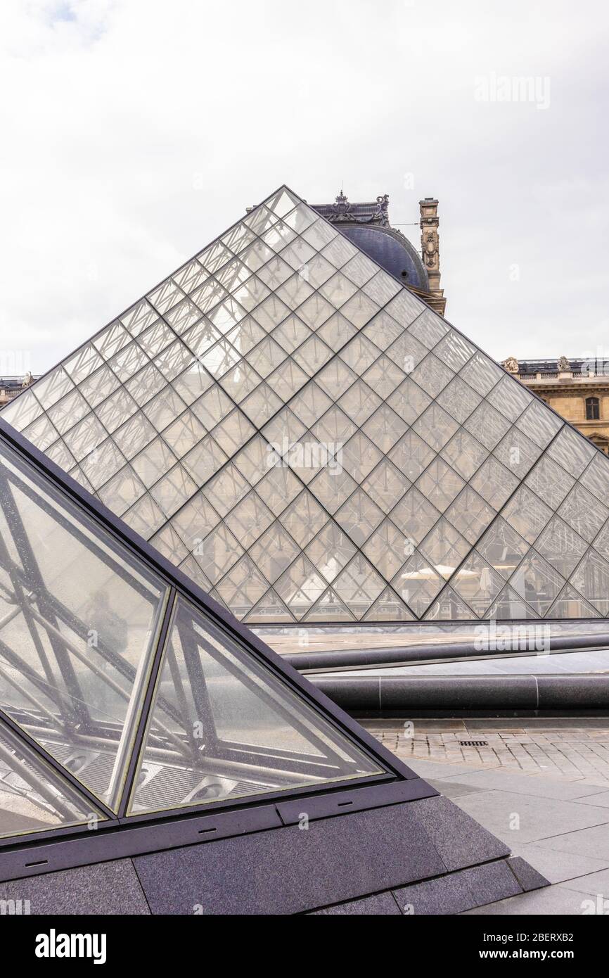 Paris, France - APRIL 9, 2019: Alternative angles of the Louvre Museum ...