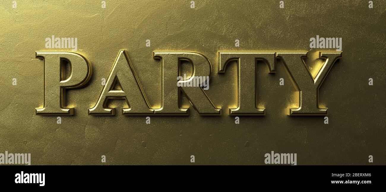 Party word, invitation message. Celebration concept. Inflated gold ...