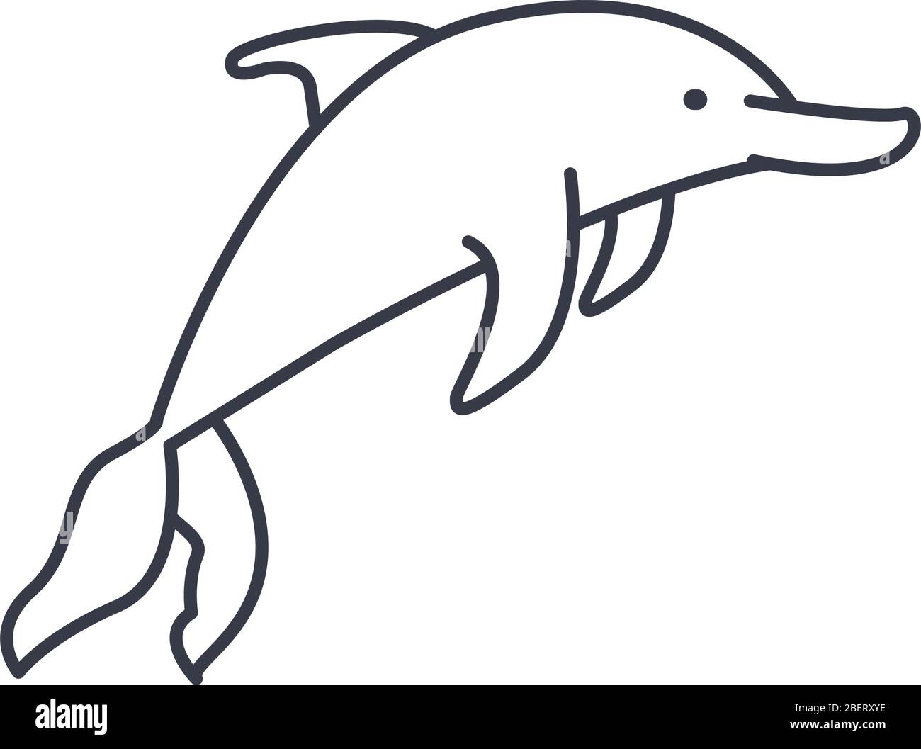dolphin icon over white background, line style, vector illustration ...