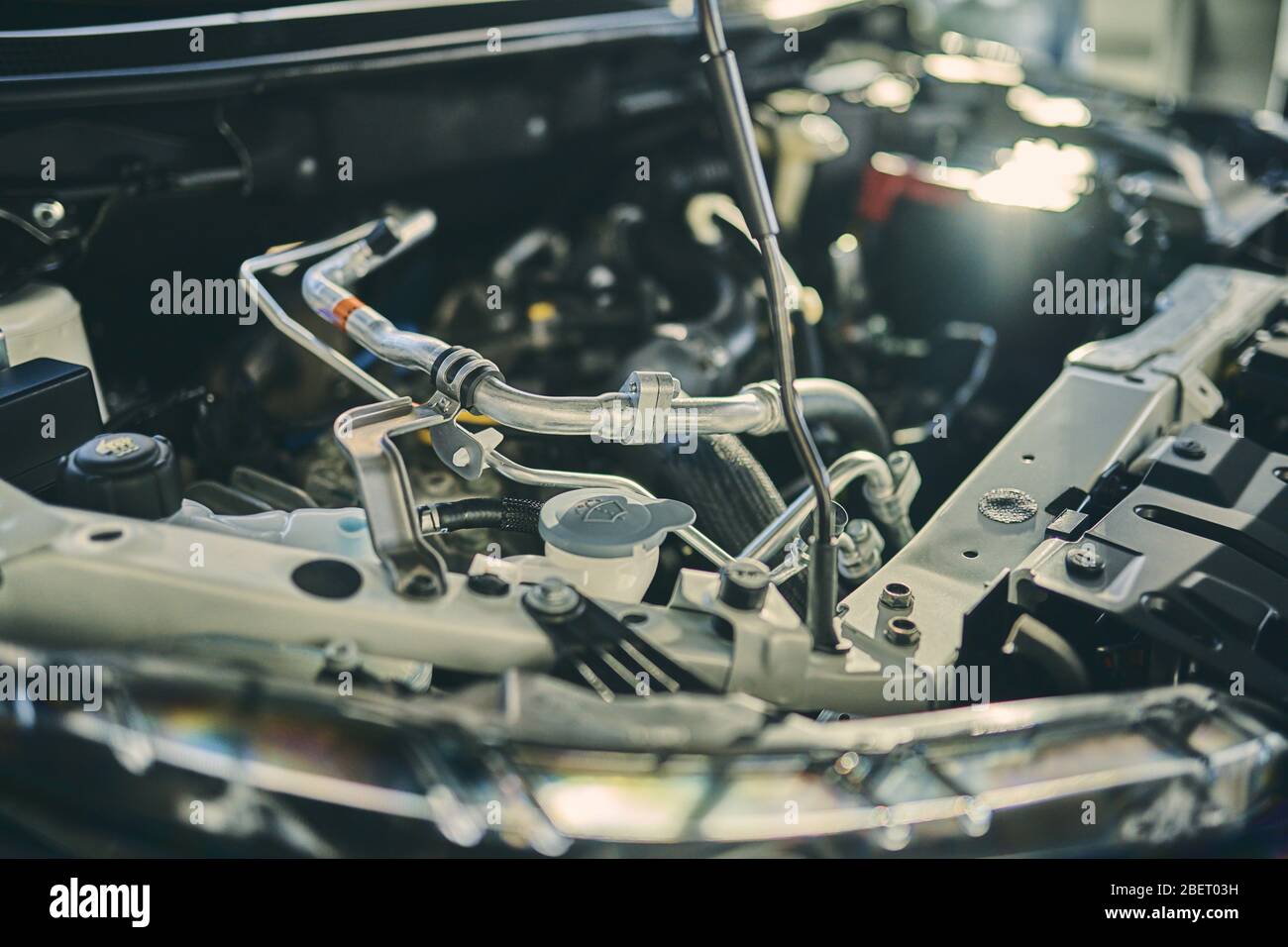 Сlose-up shot of a car engine. Automobile engine Stock Photo - Alamy
