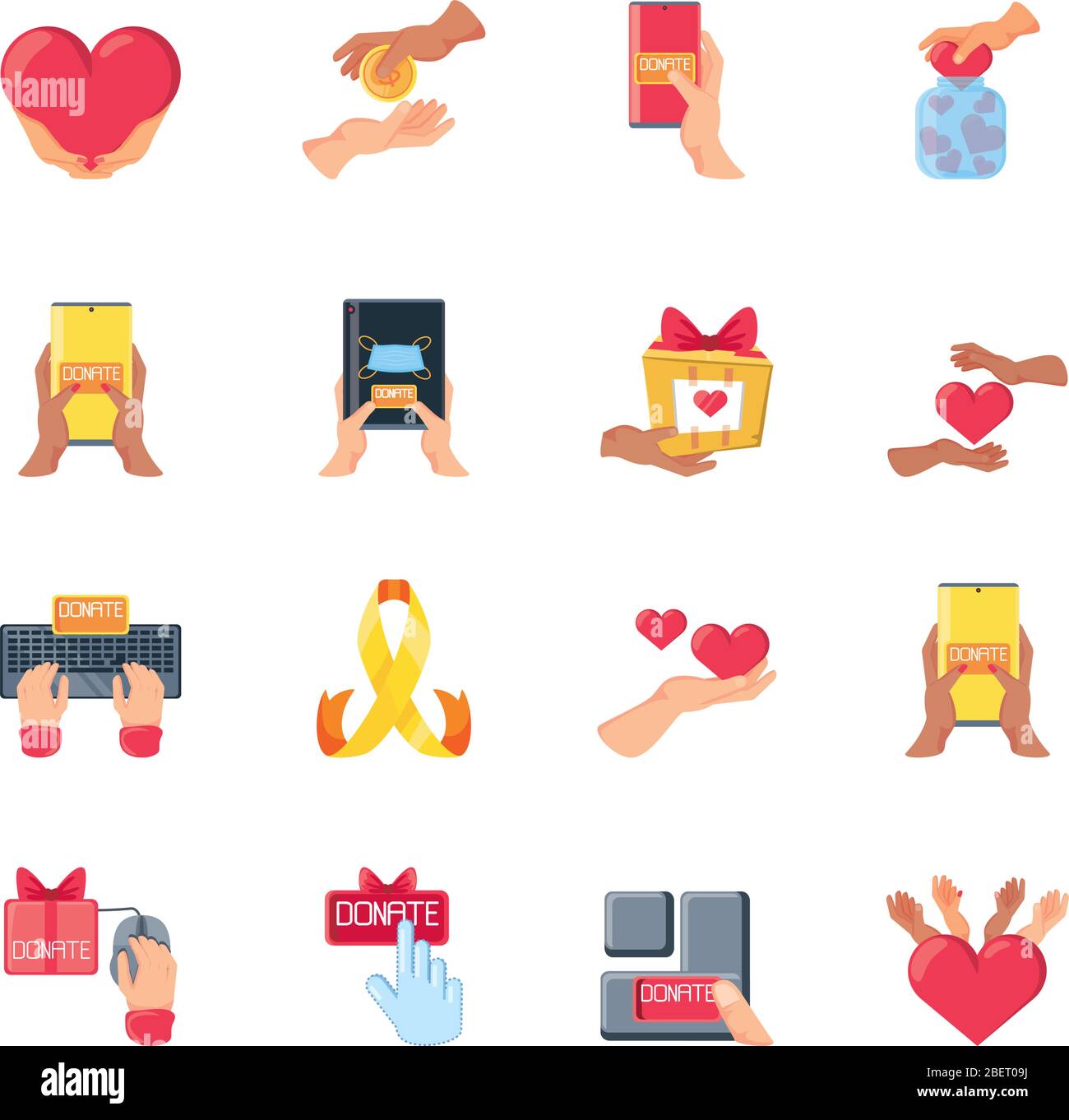 set of icons donation on white background vector illustration design ...