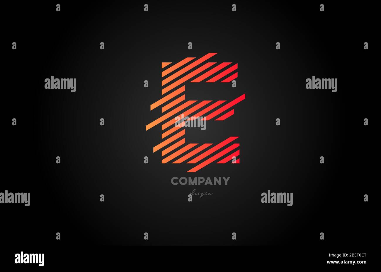 E orange alphabet letter logo icon design for company and business ...