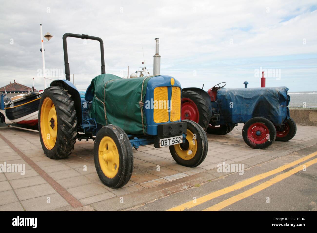 Tractor at the North East Coast used by fishing men to pull fishing ...