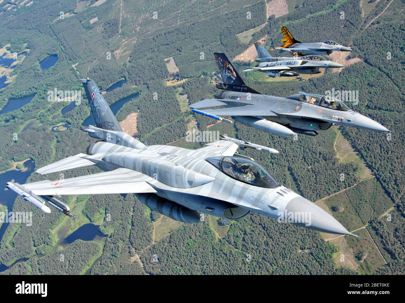 Mix formation of F-16 aircraft during Exercise NATO Tiger Meet Stock ...