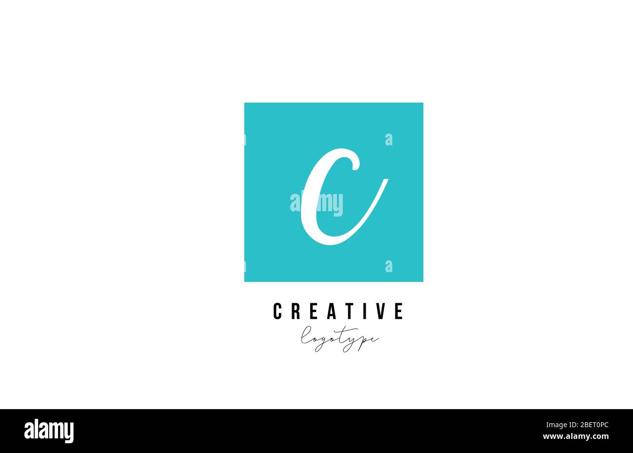 blue C square alphabet letter logo icon design for company and business ...