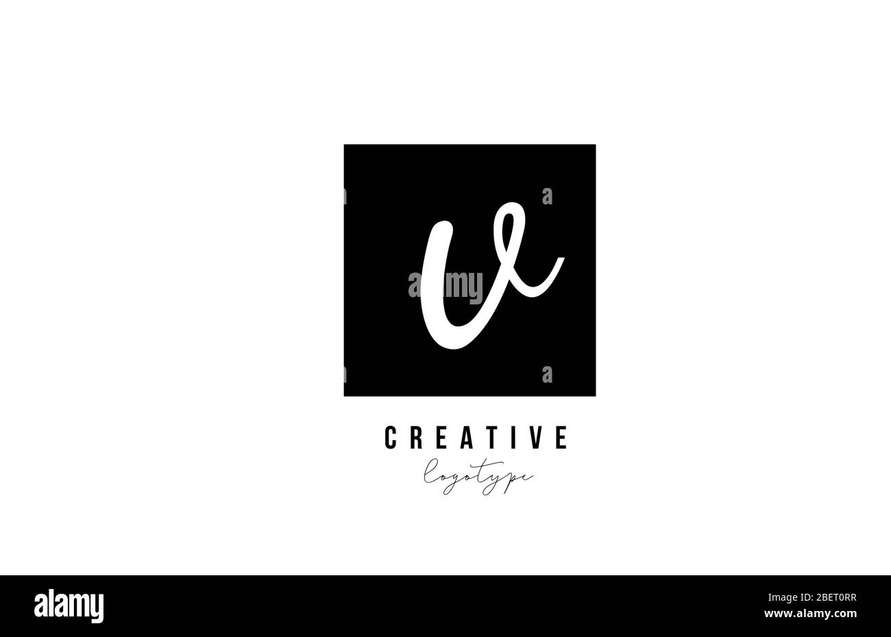 V simple black and white square alphabet letter logo icon design for ...
