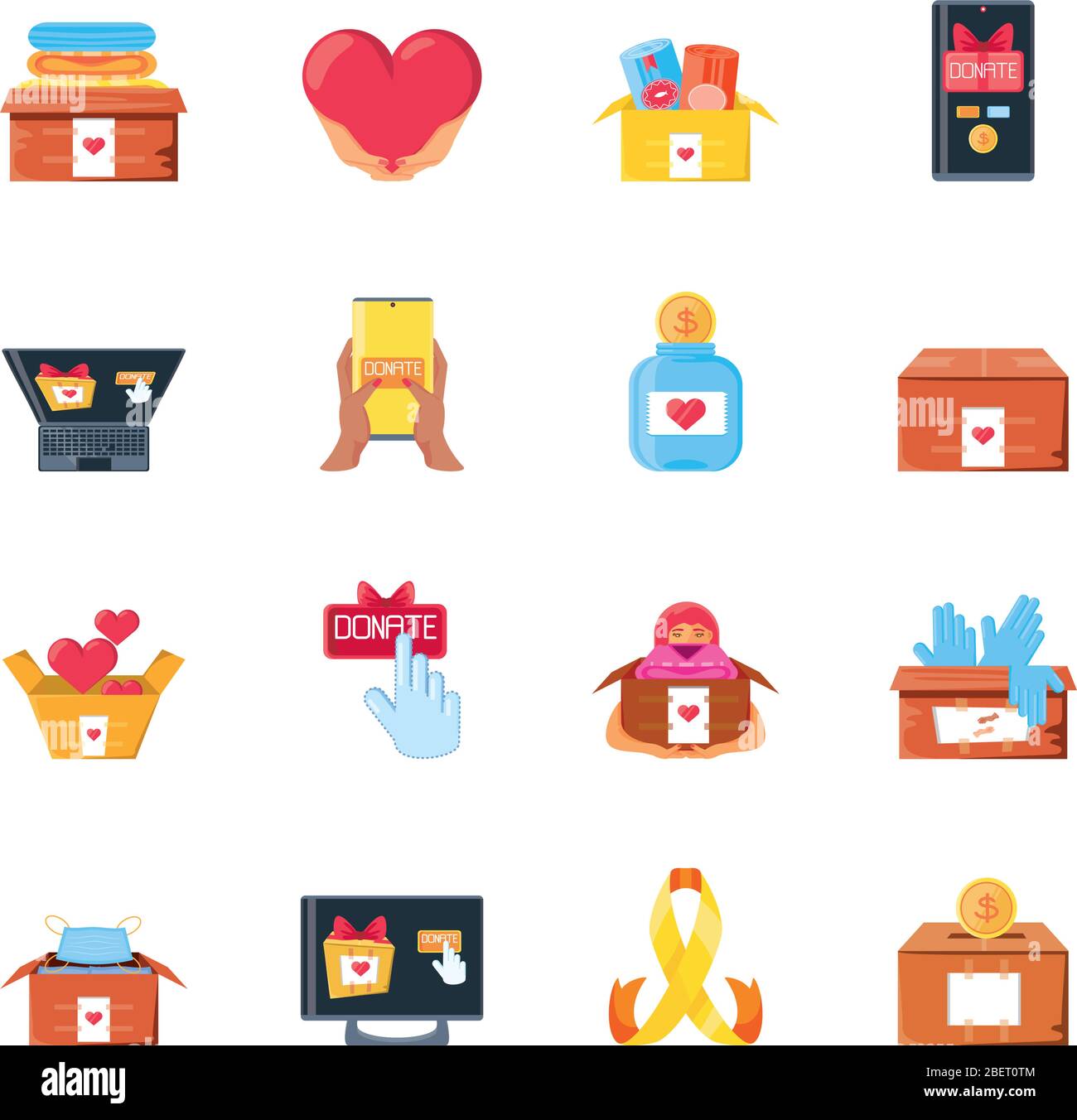 set of icons donation on white background vector illustration design ...