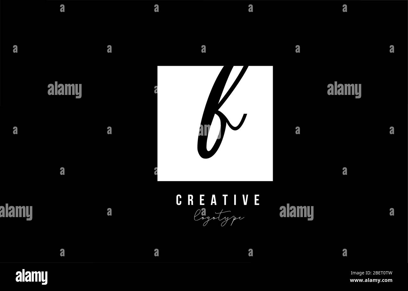simple F black and white square alphabet letter logo design for ...
