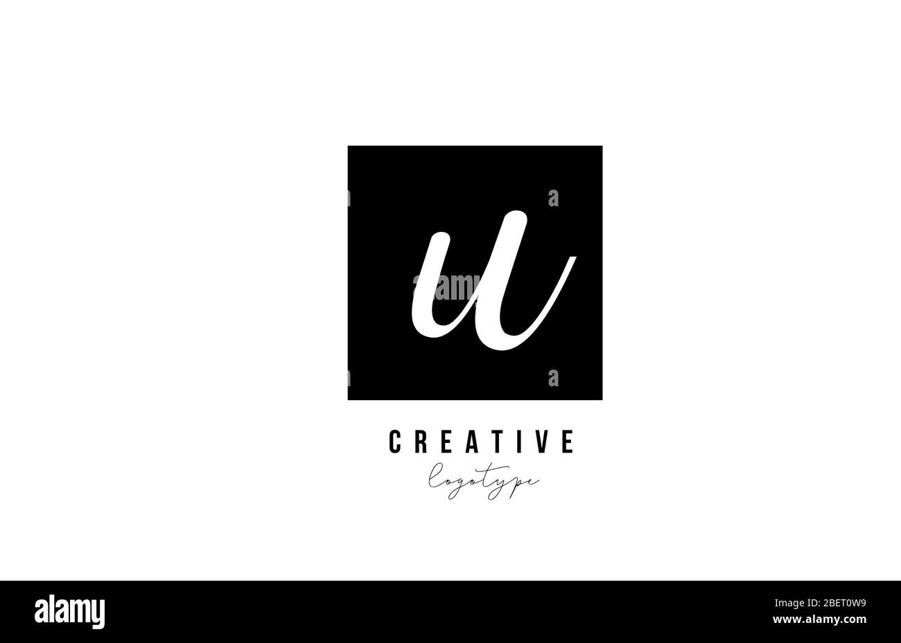U simple black and white square alphabet letter logo icon design for ...