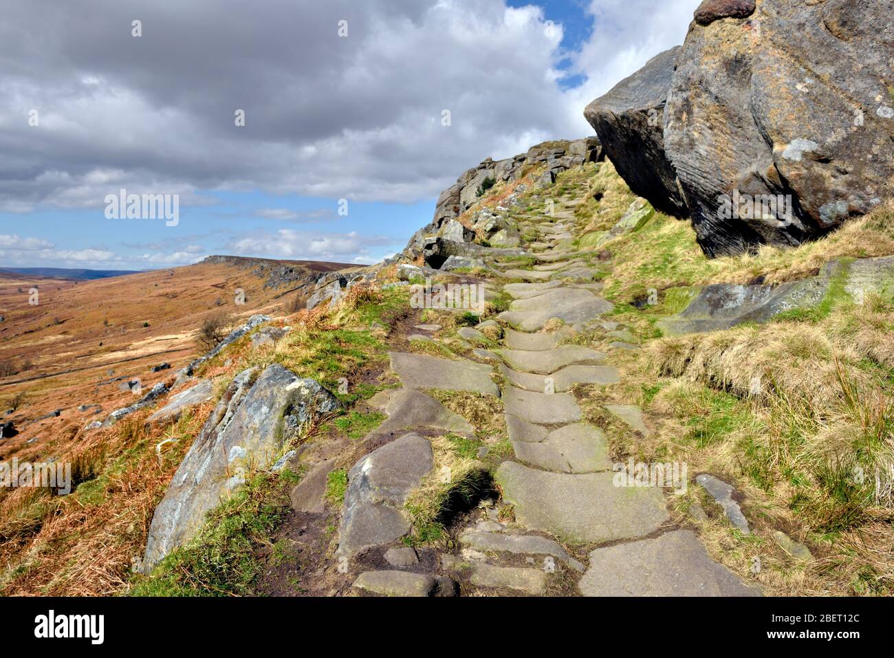 Stanage Edge,gritstone escarpment,Hathersage,Peak district national ...