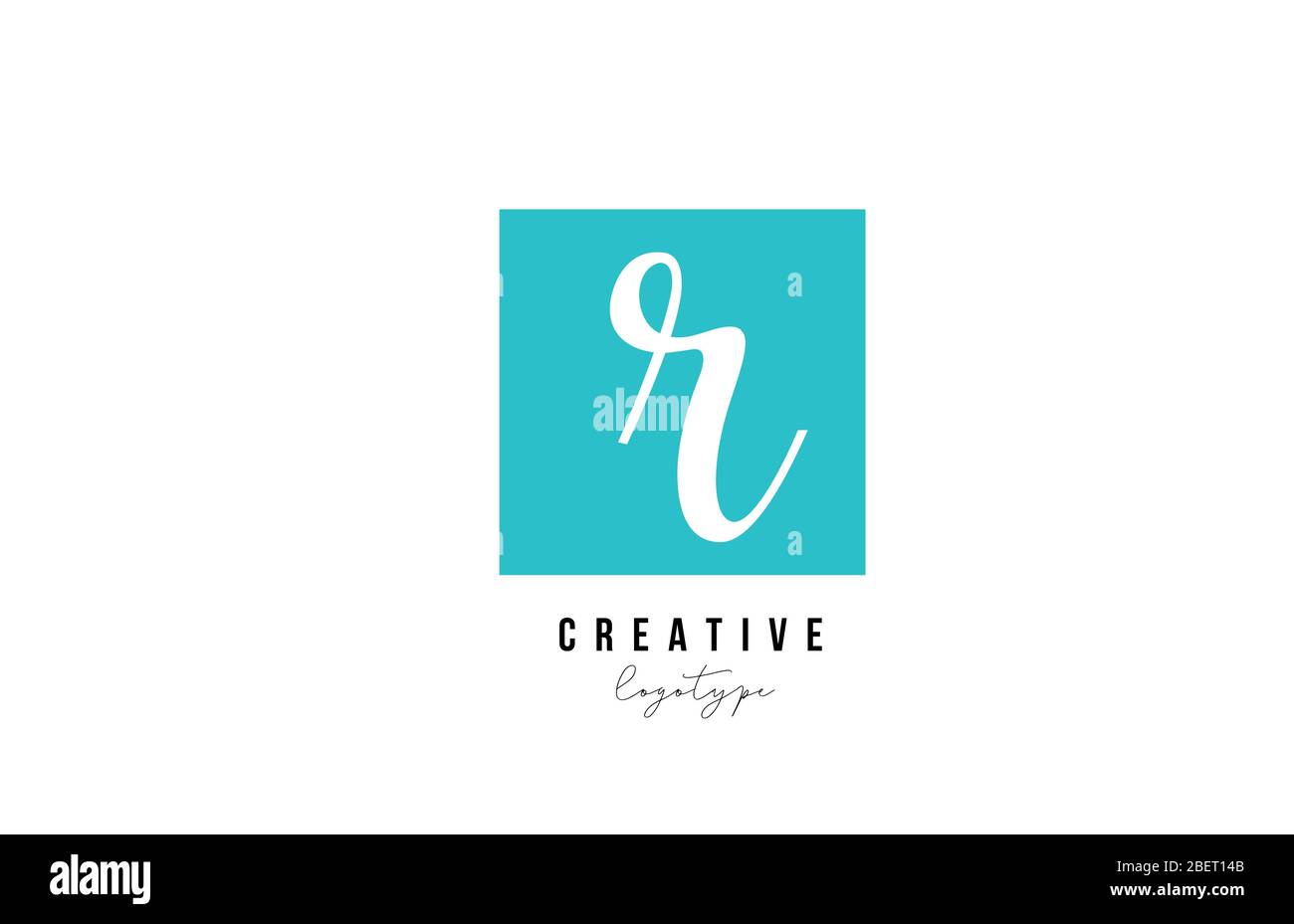 blue R square alphabet letter logo icon design for company and business ...