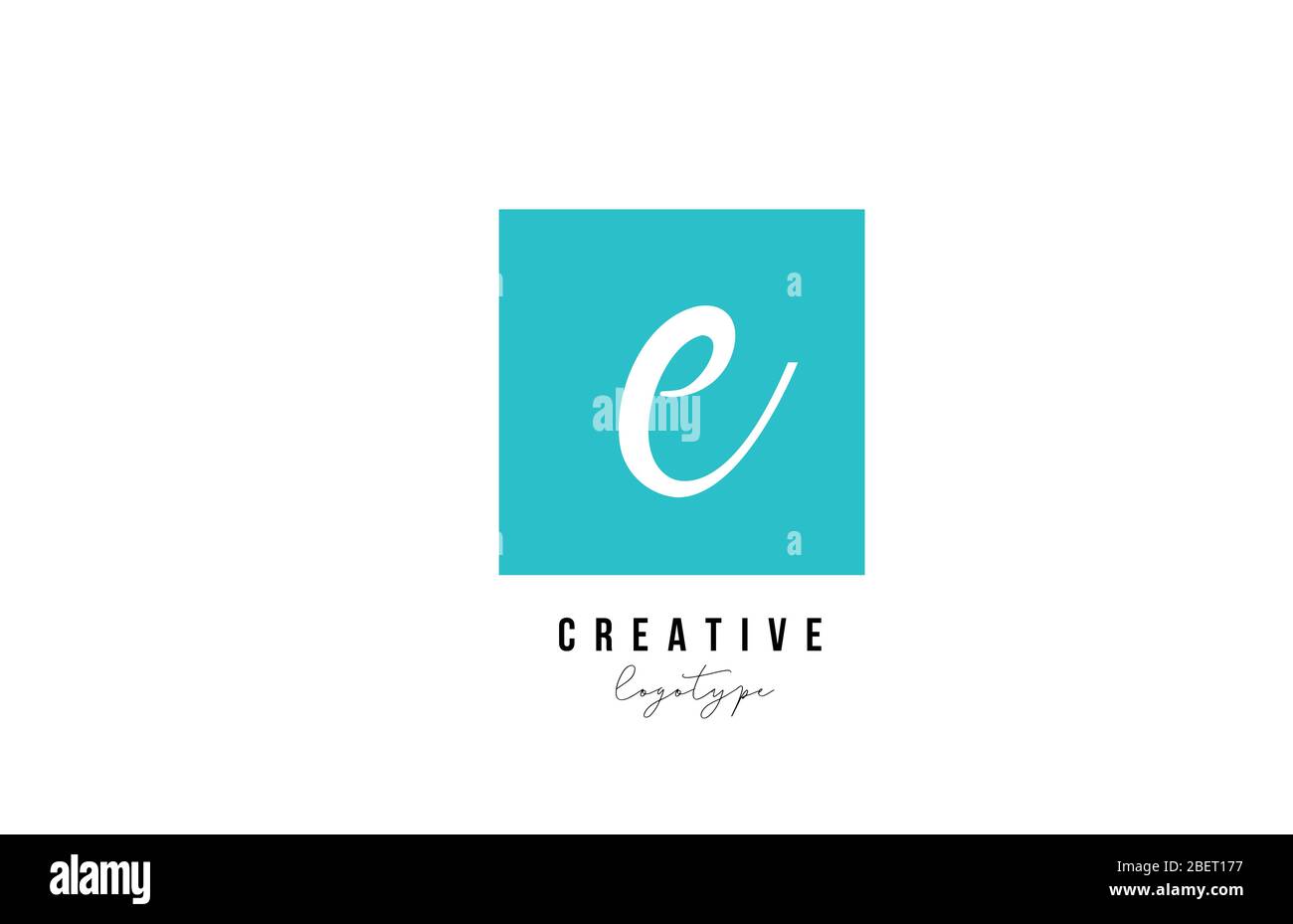 blue E square alphabet letter logo icon design for company and business ...