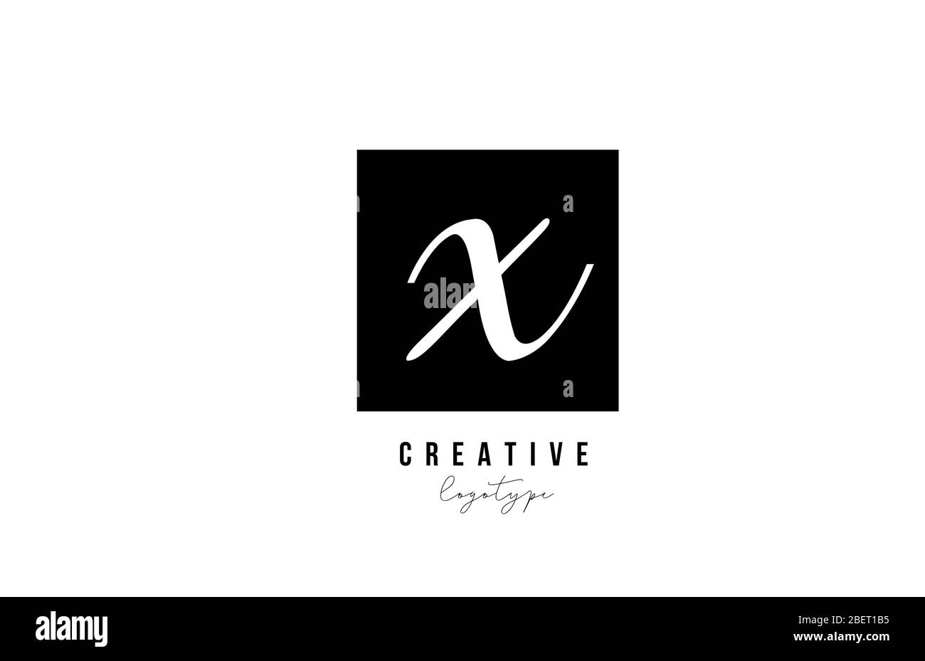 X simple black and white square alphabet letter logo icon design for ...