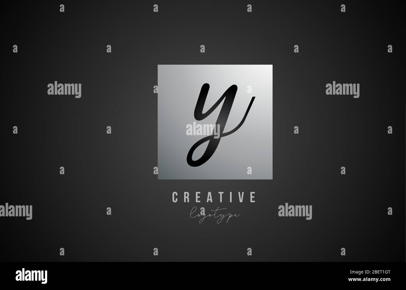 silver metal grey Y square alphabet letter logo icon design for company ...
