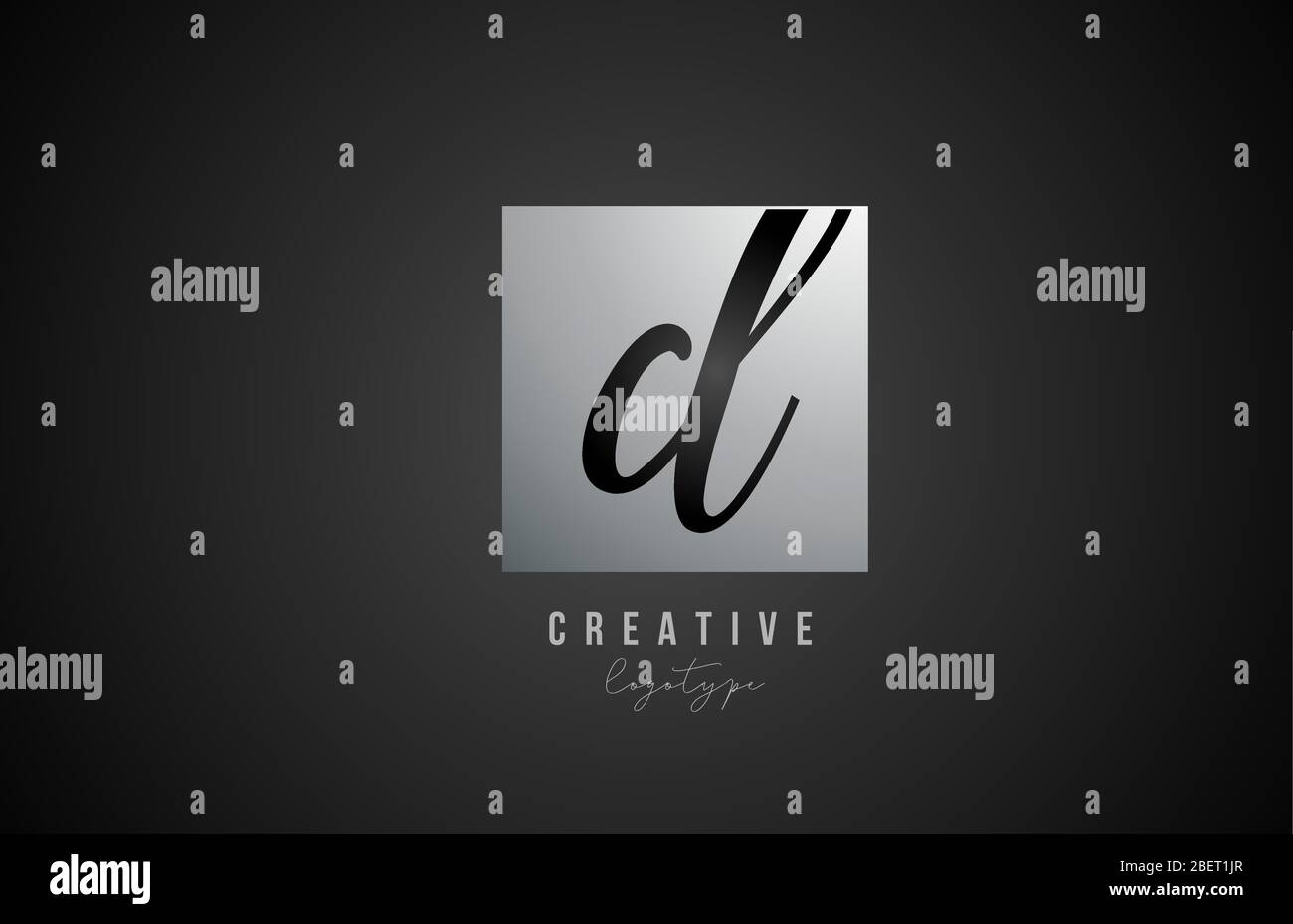 silver metal grey D square alphabet letter logo icon design for company ...