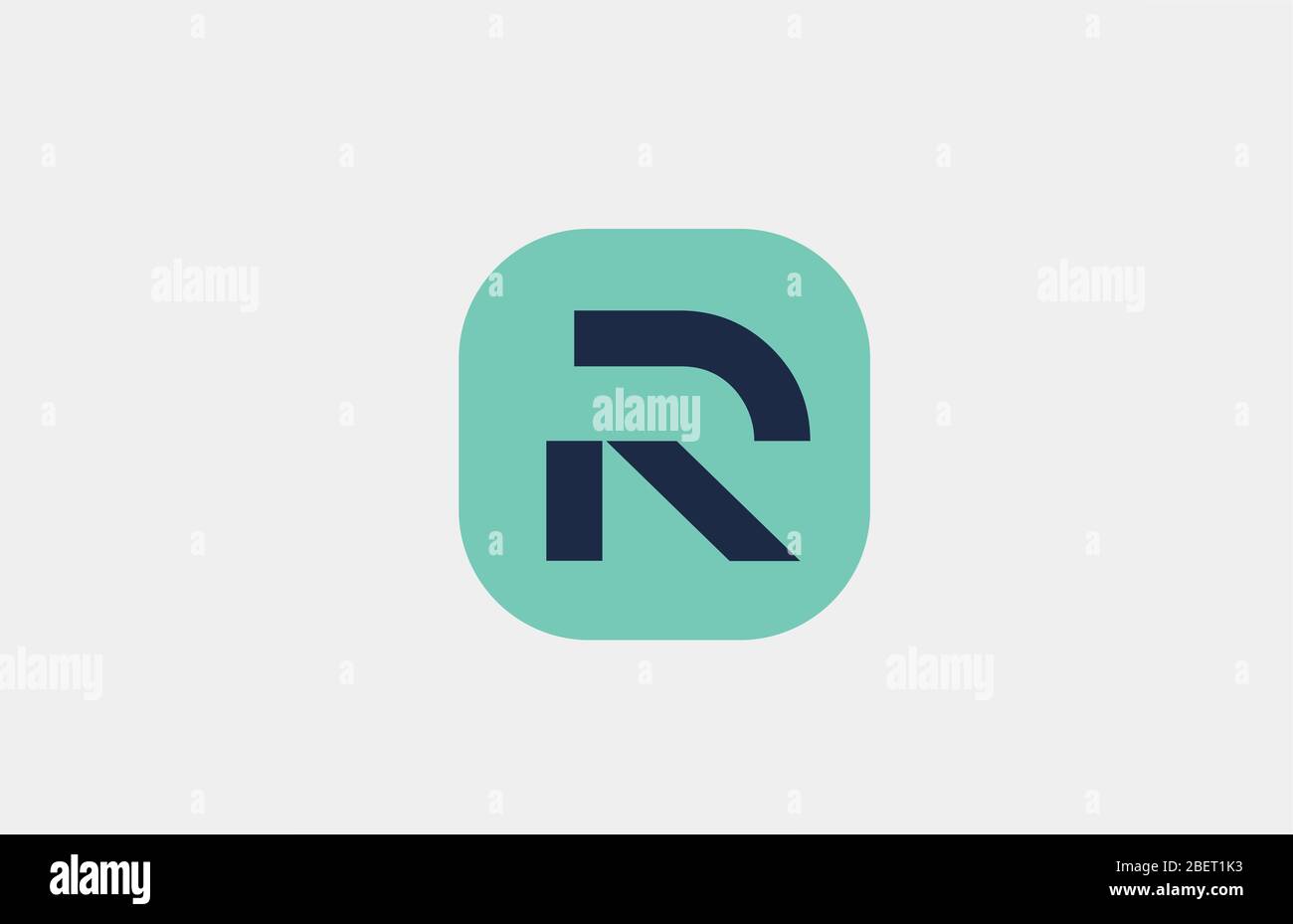 alphabet R green square icon letter logo design for business and ...