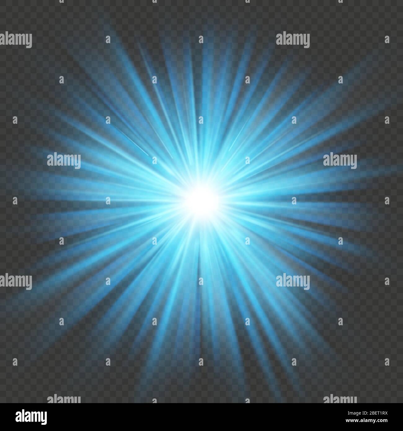 Blue glow star burst flare explosion light effect. Isolated on transparent background. EPS 10 ...