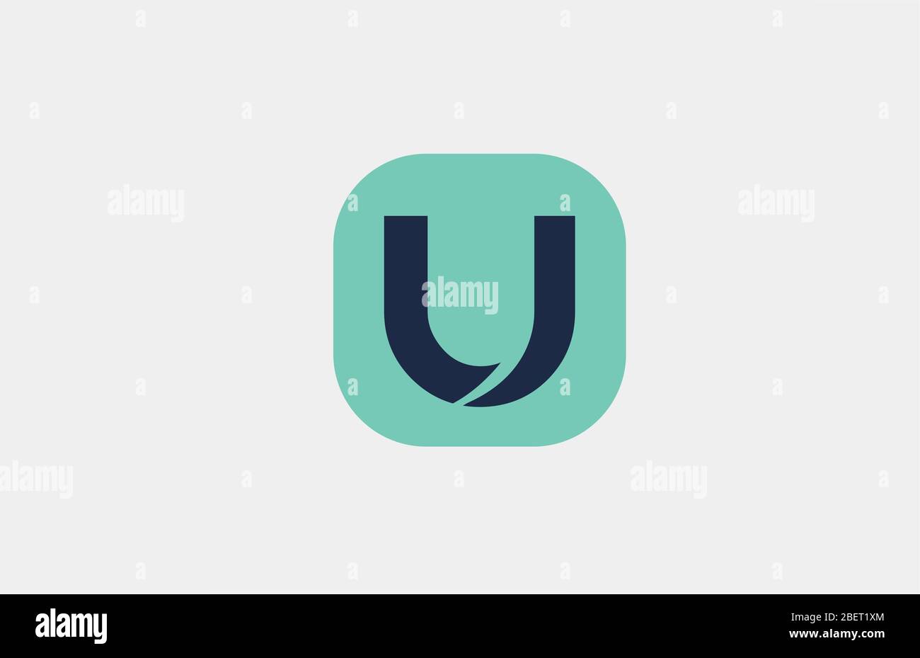 alphabet U green square icon letter logo design for business and ...