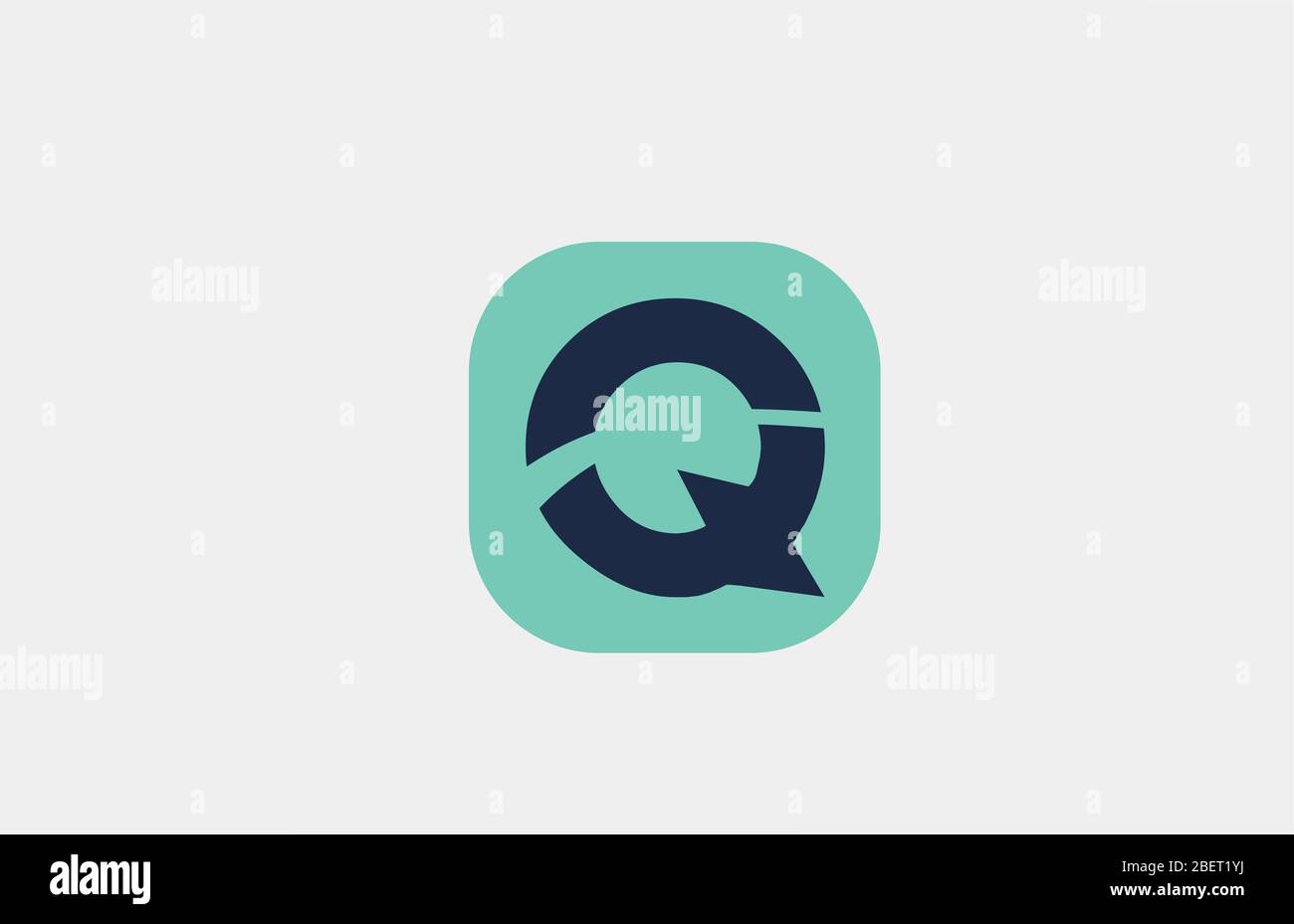 alphabet Q green square icon letter logo design for business and ...