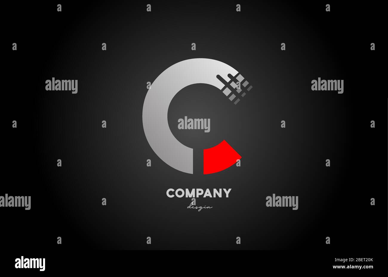 C red grey alphabet letter logo icon design for company and business ...