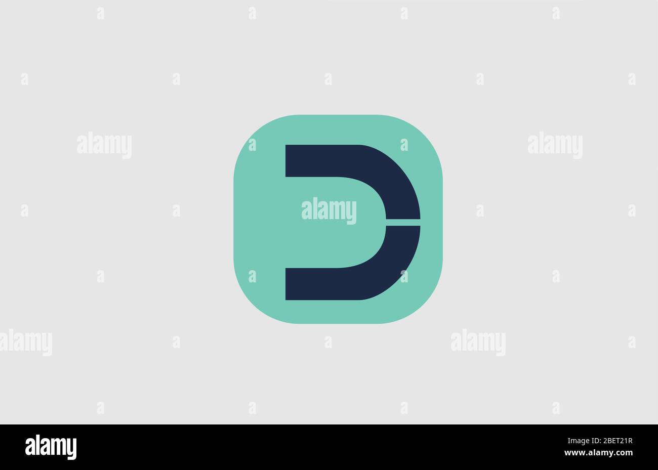 alphabet D green square icon letter logo design for business and ...