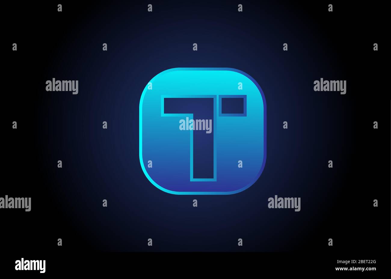 black blue T alphabet letter logo design icon for company and business ...