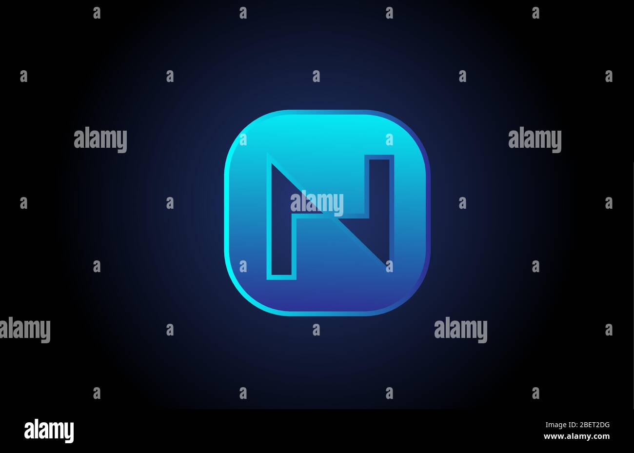 black blue N alphabet letter logo design icon for company and business ...