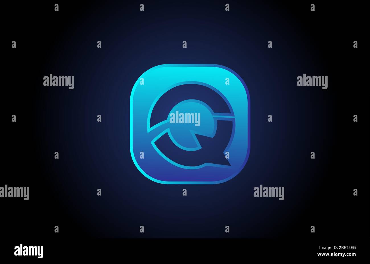 black blue Q alphabet letter logo design icon for company and business ...