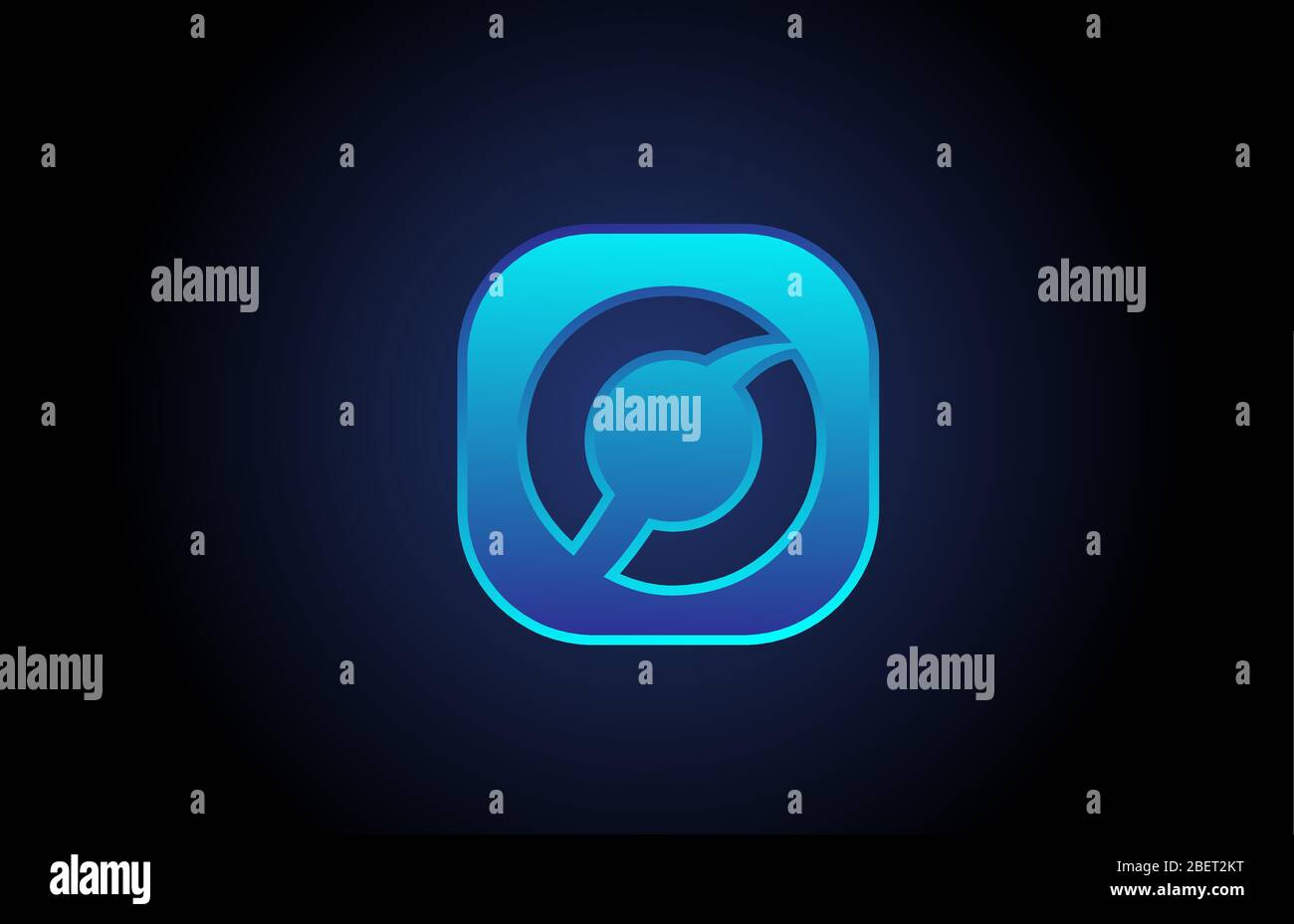 black blue O alphabet letter logo design icon for company and business ...