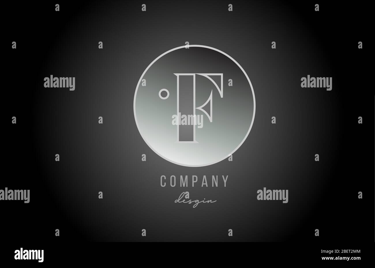 silver grey metal alphabet F letter logo design icon for business and ...