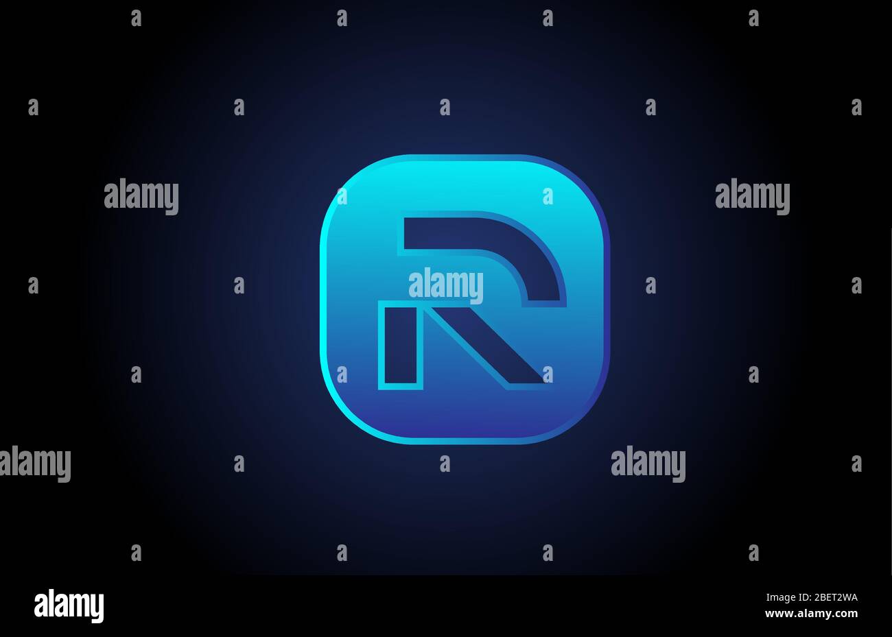 black blue R alphabet letter logo design icon for company and business ...