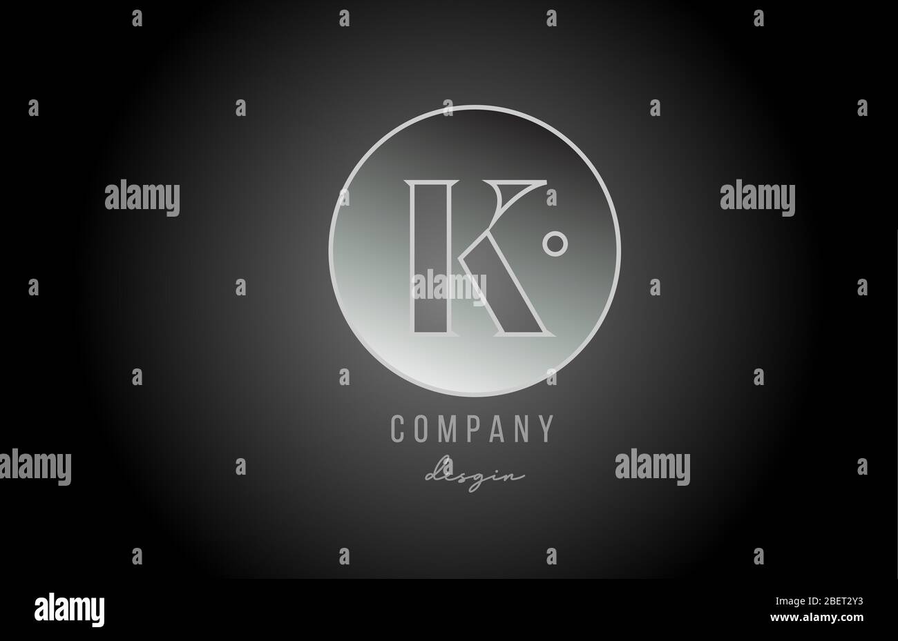 silver grey metal alphabet K letter logo design icon for business and ...