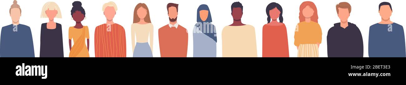 Vector illustration in flat style. Global society. People of different ...