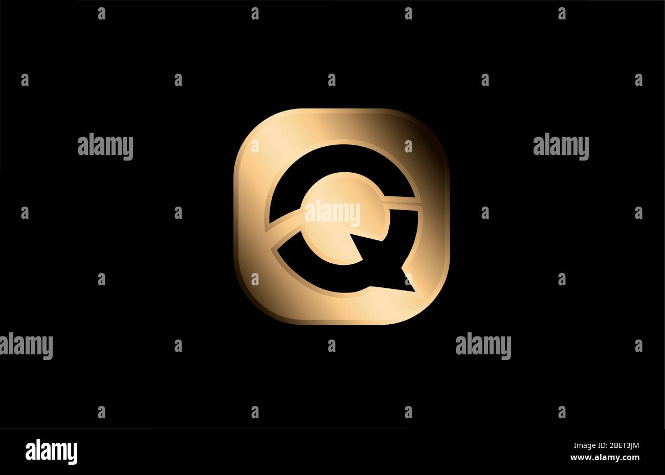 gold metal Q alphabet letter logo icon design for business and company ...