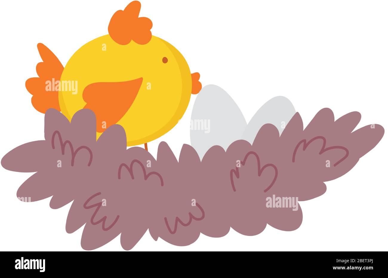 chicken and eggs in nest farm animal isolated icon on white background ...