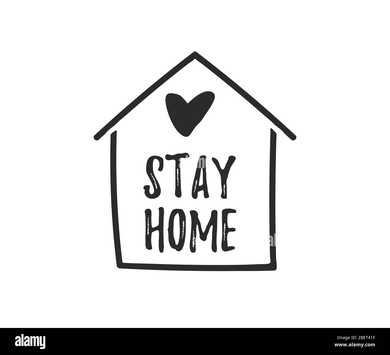 Stay at home, stay safe. Vector logos, illustrations and icons. Hand ...